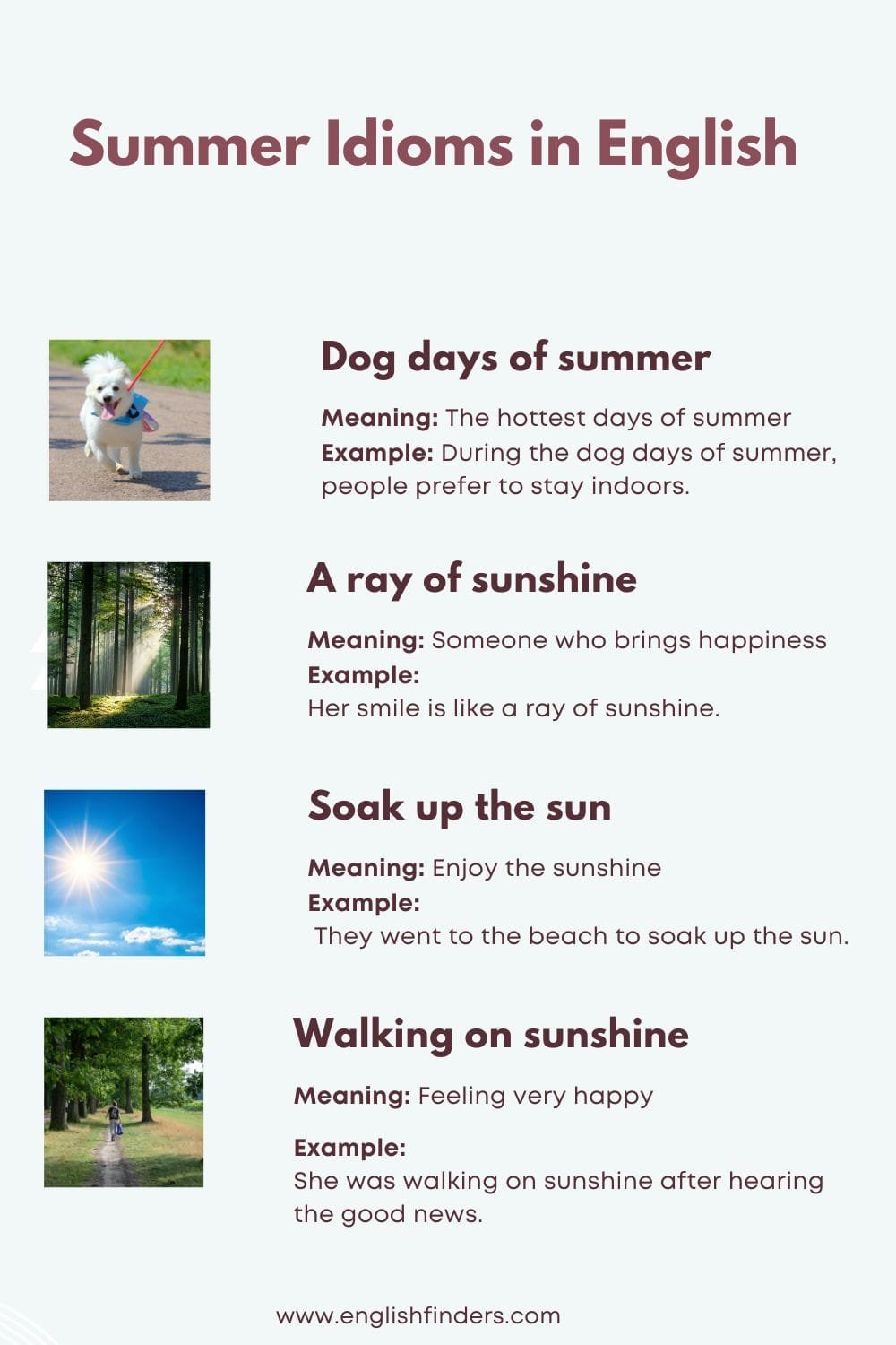 20 Summer Idioms In English: Meanings And Example Sentences | English ...